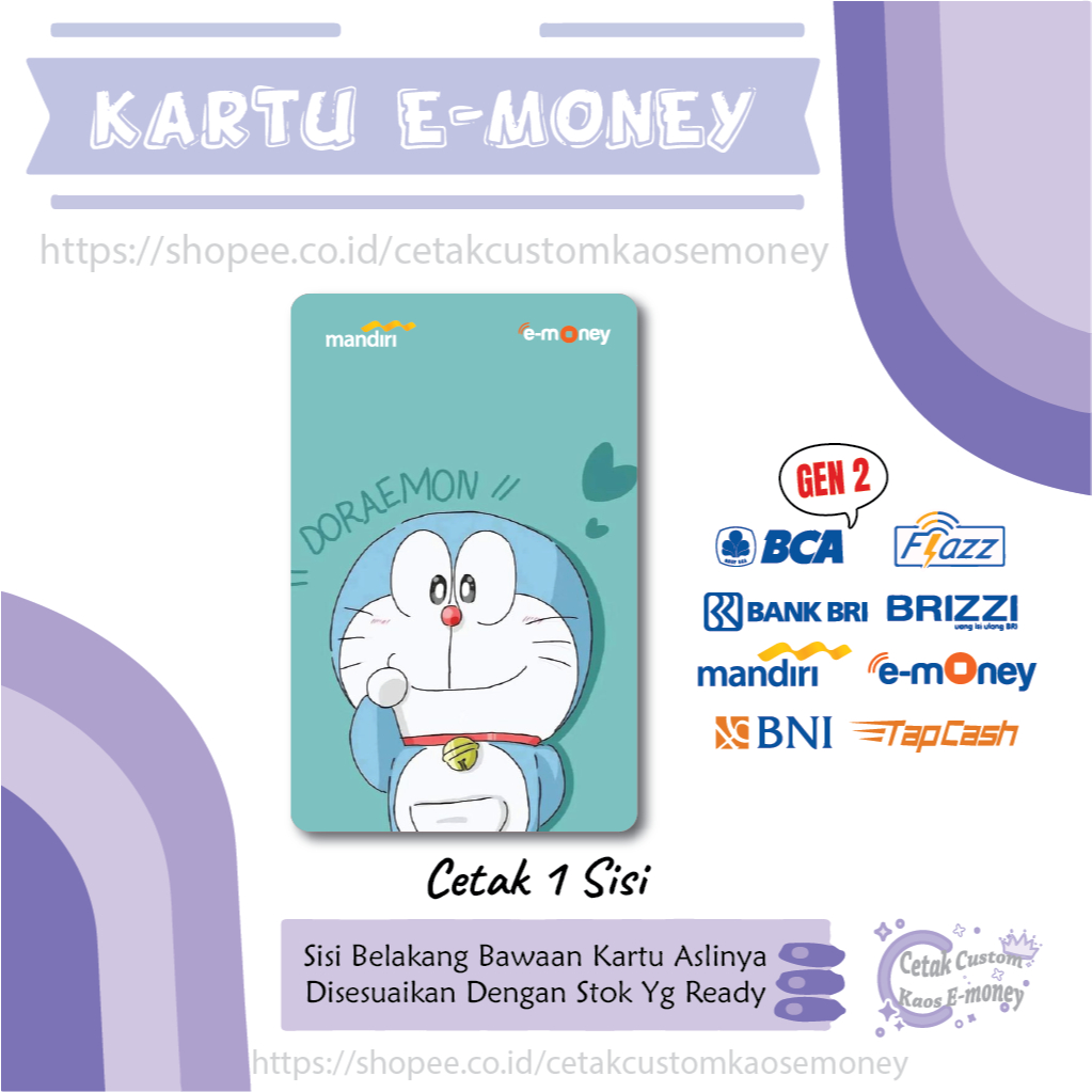 Jual KARTU E MONEY E TOLL GAMBAR DORAEMON TOSCA KARTUN DORAEMON EMONEY ...