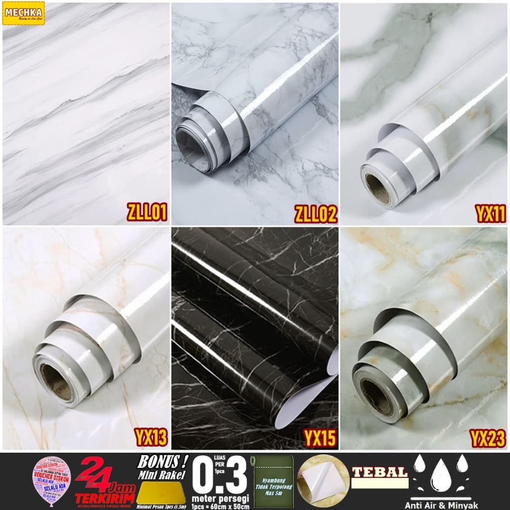 Jual Mechka PVC Sheet Sticker /50cm motif Marmer Glossy Stiker ...