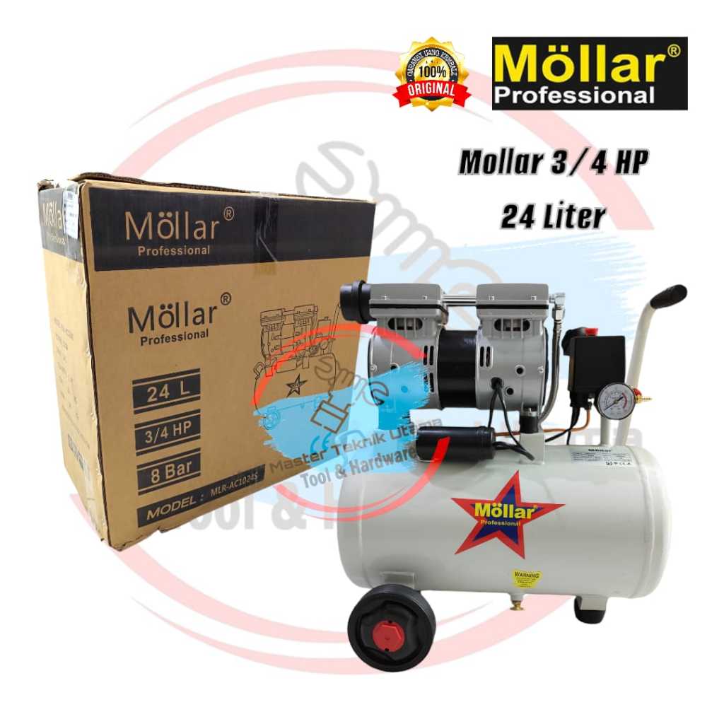 Jual MOLLAR Mesin Kompresor Angin Listrik 3/4 HP Kompresor listrik 24L ...