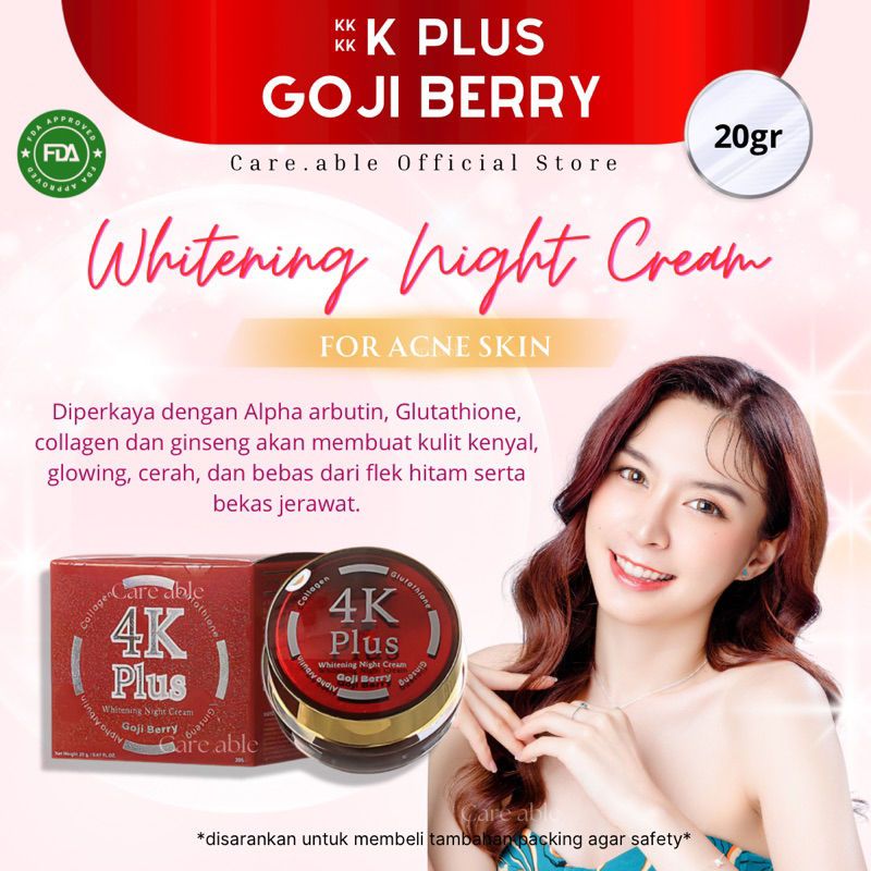 Jual 4K Plus Goji Berry Whitening Night Cream | Shopee Indonesia