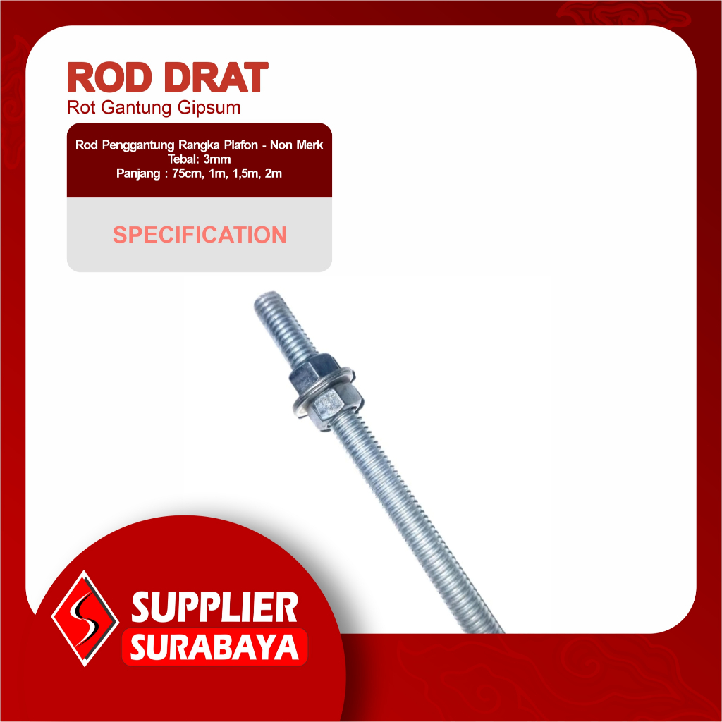 Jual Rod Drat tebal 3MM | Rod Panjang Gantungan Plafon | Rot Gantung ...