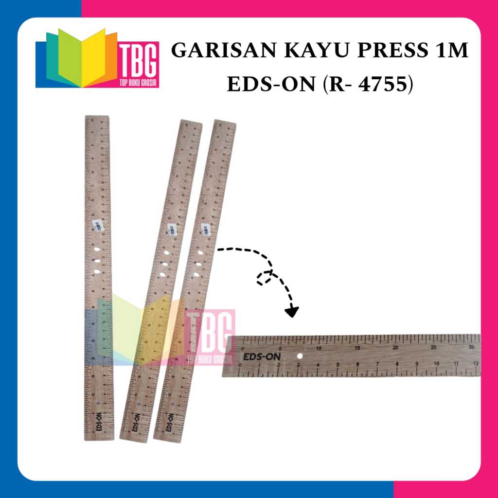 Jual 1 PCS GARISAN KAYU PRESS 1M EDS-ON / PENGGARIS KAYU 100CM ...