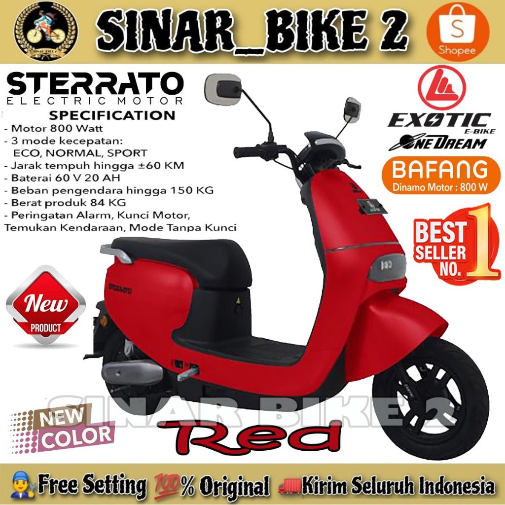 Jual Sepeda Motor Listrik EXOTIC STERRATO BY PACIFIC 800 Watt Electric ...