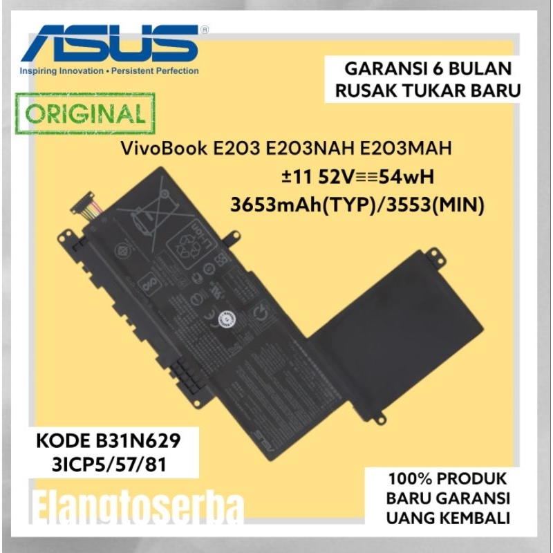 Jual Baterai ORI Battery Asus VivoBook E203 E203NAH E203MAH B31N1629 ...