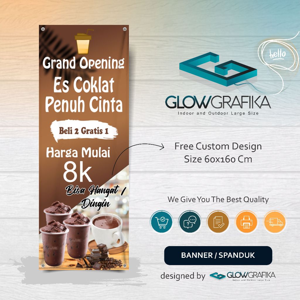 Jual Cetak Spanduk Banner Grand Opening Es Coklat | Shopee Indonesia