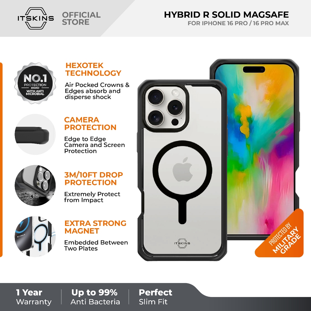 Jual Case iPhone 16 Pro Max / 16 Pro - ITSKINS HYBRID SOLID Magsafe Casing | Shopee Indonesia