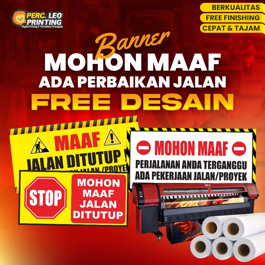 Jual Spanduk banner PERBAIKAN JALAN JALAN DITUTUP ADA PROYEK UKURAN ...