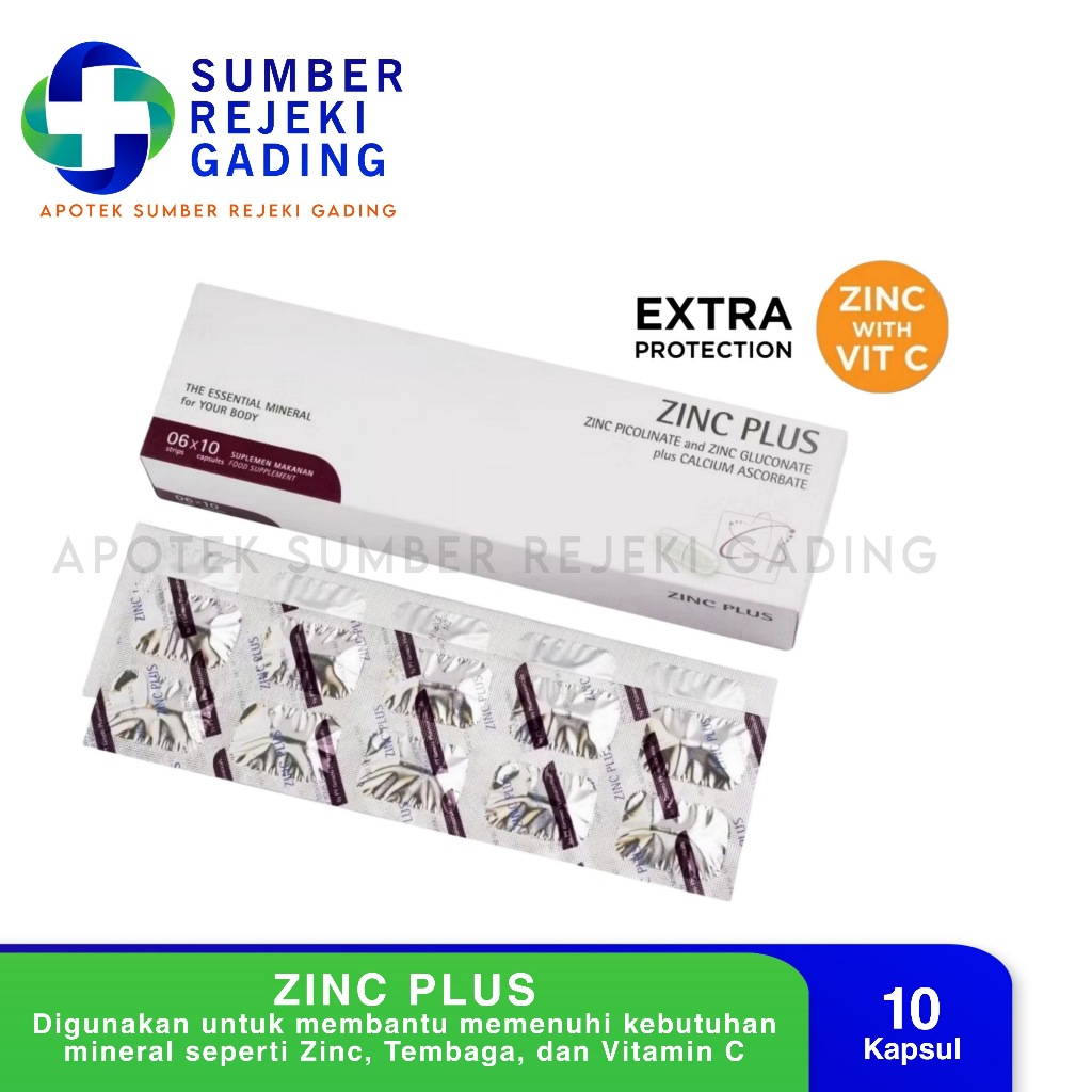 Jual Zinc Plus Strip isi 10 Kapsul - Suplemen Jerawat Rambut Rontok ...