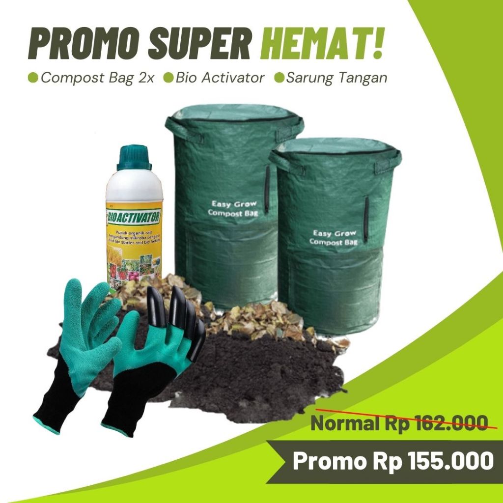 Jual PROMO 2 Compost Bag 80 Liter & Bio Activator Easy Grow Komposter ...