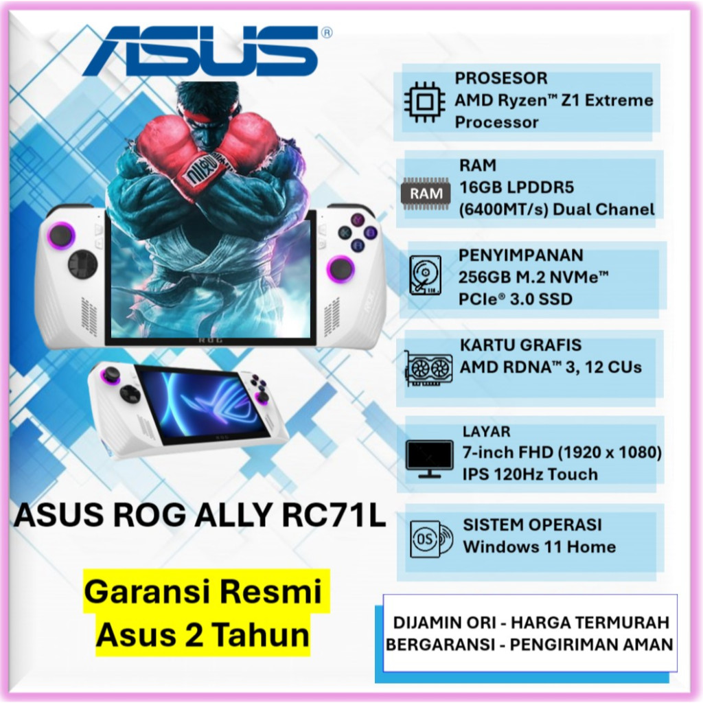 Jual Asus ROG ALLY RC71L AMD Z1 Extreme 16GB DDR5 512GB SSD 7 inch Full ...