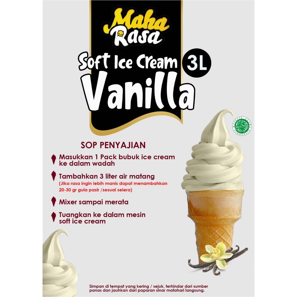 Jual Maha Rasa Bubuk Ice cream Rasa Vanilla Premium Soft Ice Cream 3L ...
