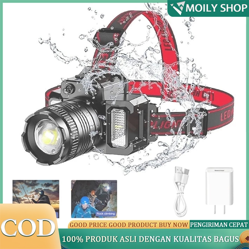 Jual Lampu Kepala LED Tahan Air/Headlamp F-T51 Induksi Sensor Gerak Zoom Rotating/Super Terang ...