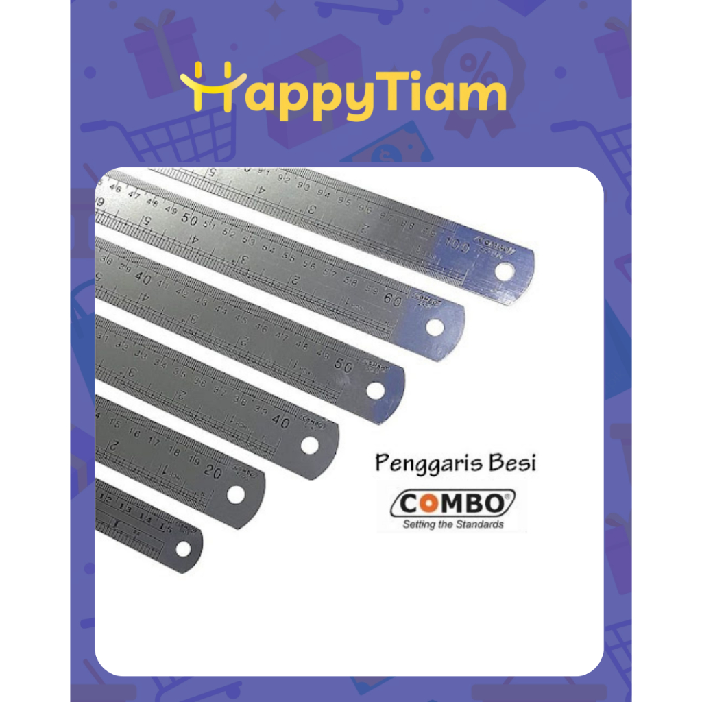 Jual PENGGARIS BESI COMBO 30CM METAL RULER MISTAR GARIS GARISAN 30 CM ...