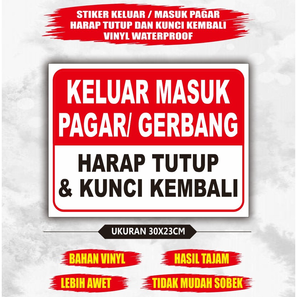 Jual Stiker vinyl keluar masuk pagar gerbang - stiker himbauan kost ...