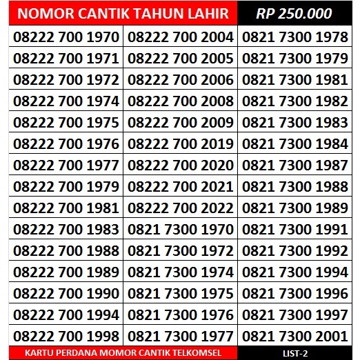 Jual nomor cantik simpati kartu perdana TELKOMSEL 4G suport 5G seri tahun kelahiran | Shopee ...