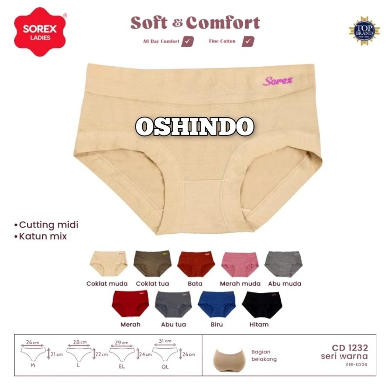 Jual Sorex 1232 CD Celana Dalam Wanita Soft Comfort Basic Midi Katun | Shopee Indonesia