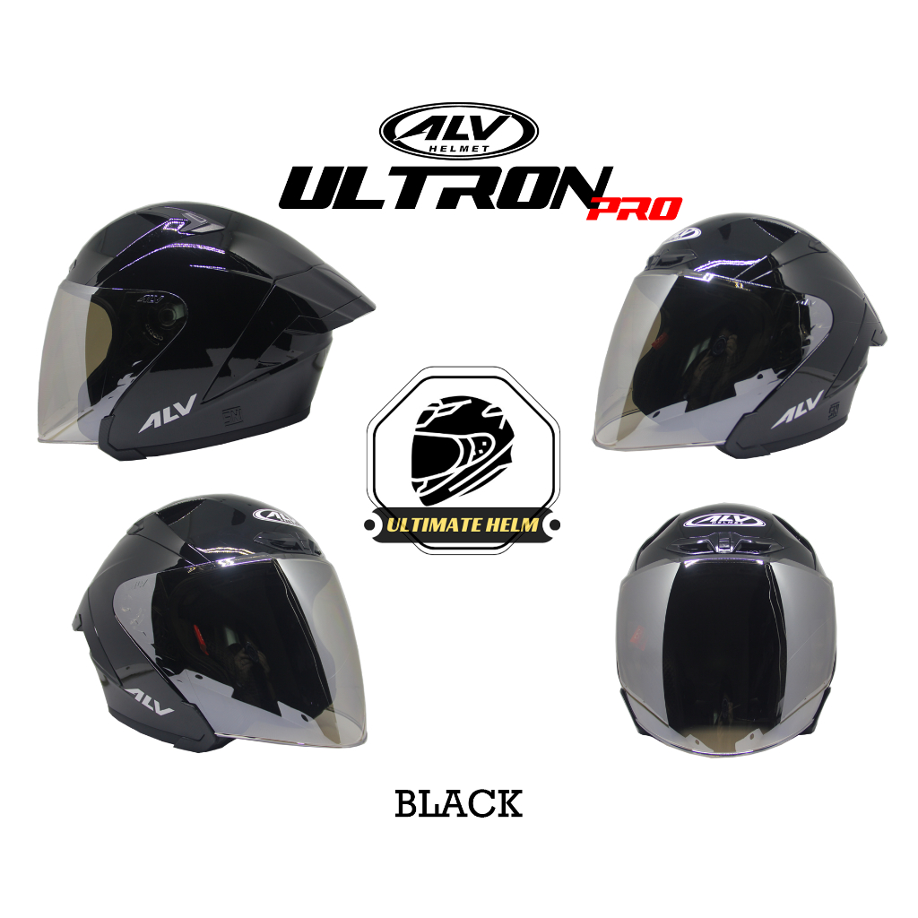 Jual HELM ALV ULTRON PRO SOLID HALF FACE WARNA BLACK GLOWSY ORIGINAL ...