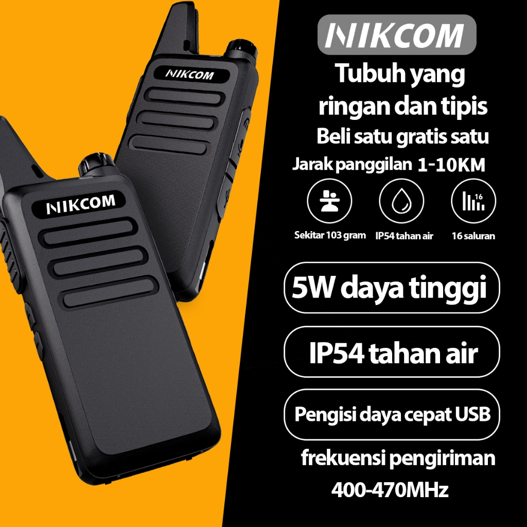 Jual HT Mini Jarak Jauh NIKCOM C1 SET OF 2 UHF 400-470MHz 16 Channel Radio Walkie Talkie Dua ...
