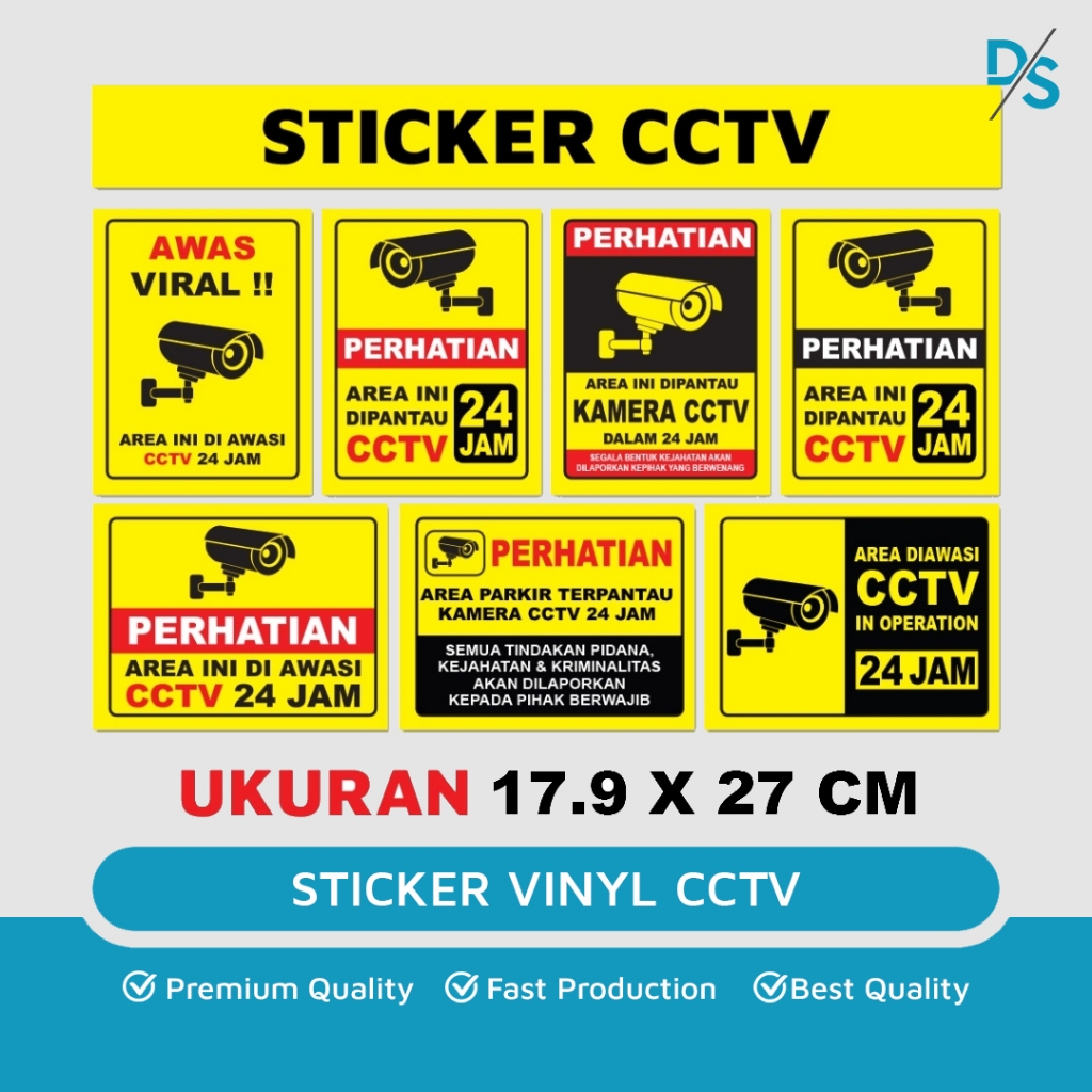 Jual DSPRINTING - Stiker Pengawasan Cctv / Sticker Pengawasan / Label ...