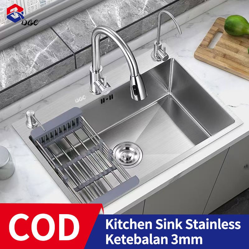 Jual DGC Kitchen Sink Stainless Steel Perak Wastafel Cuci Piring Paket ...
