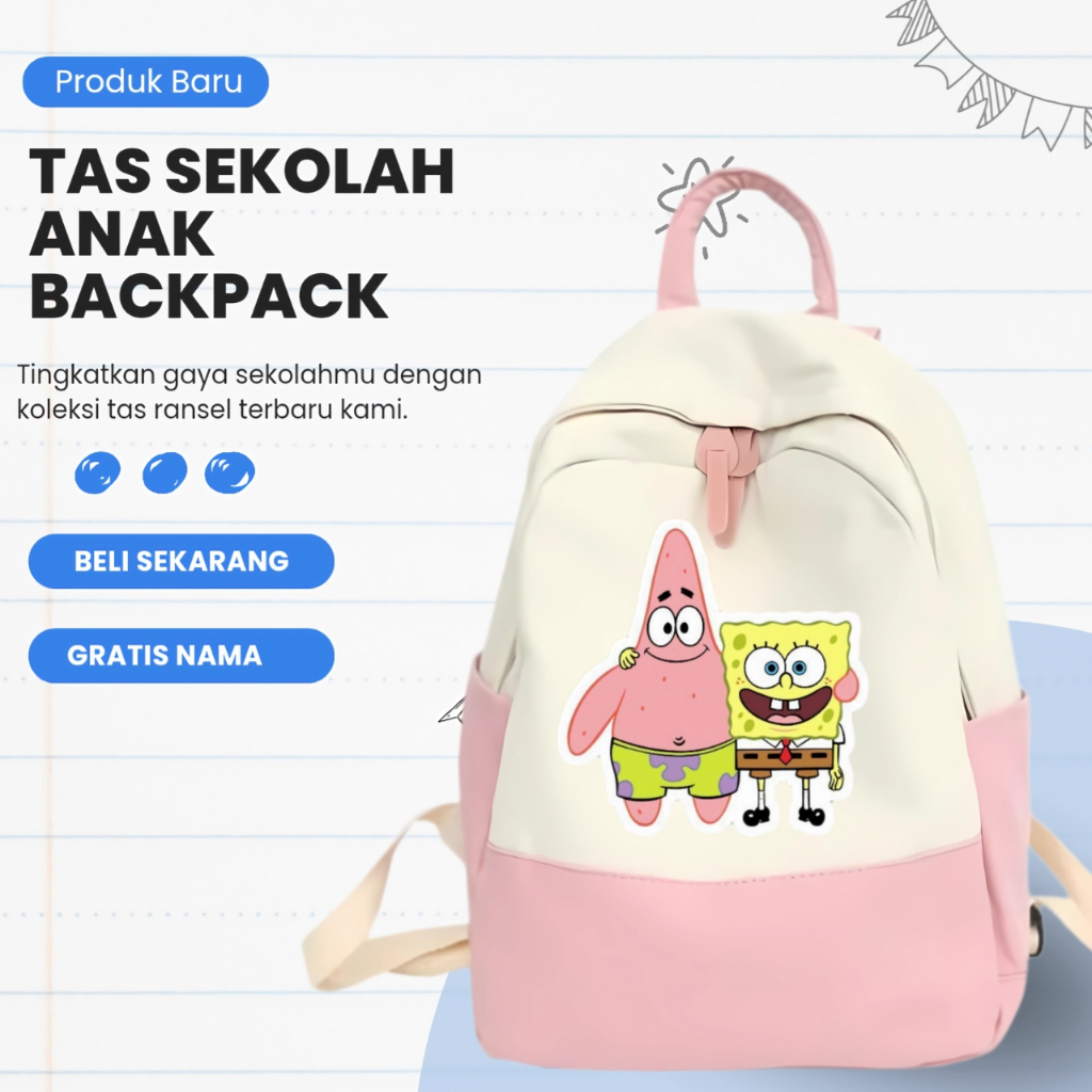 Jual Tas Backpack Ransel Anak Sekolah TK SD Motif Karakter SpongeBob ...