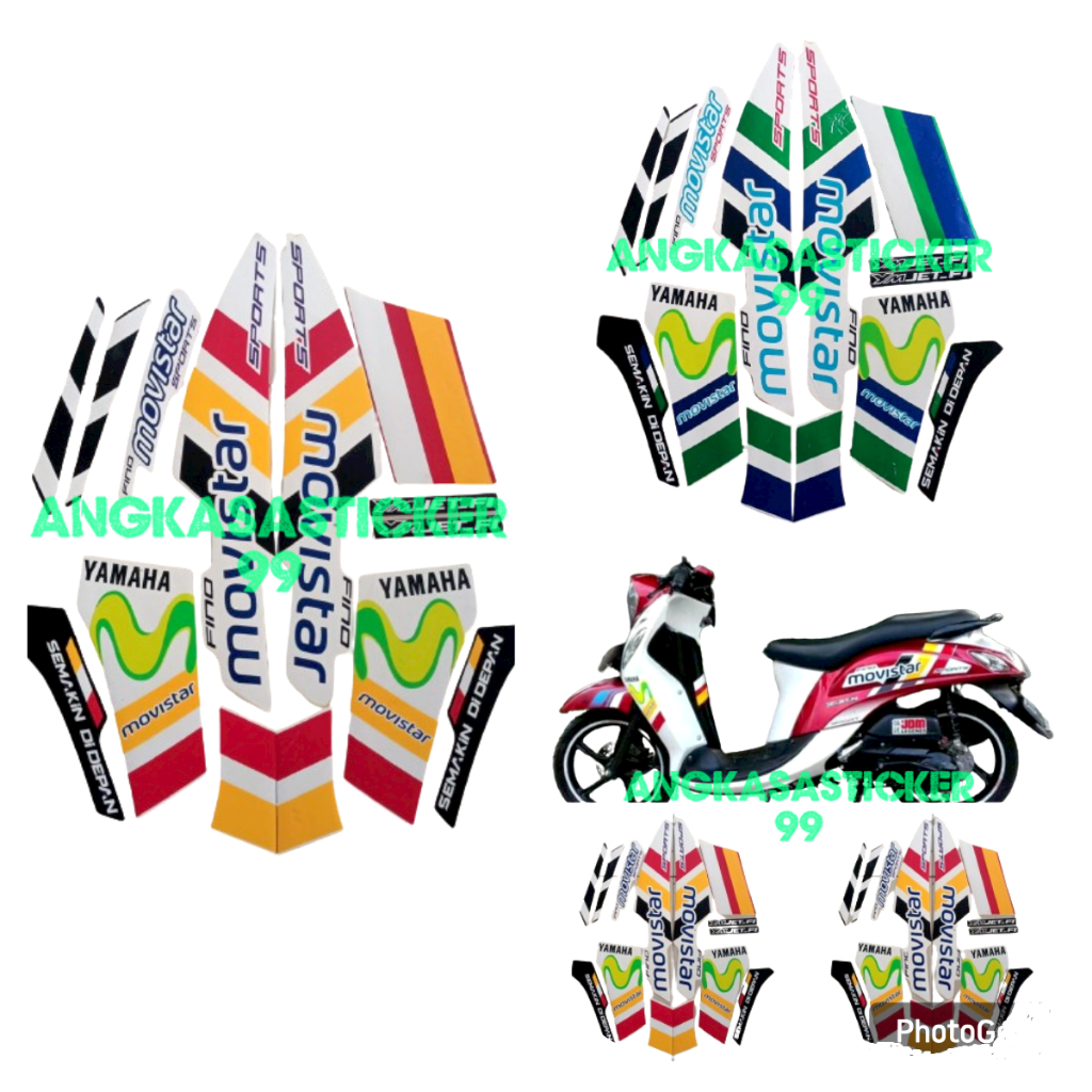 Jual sticker striping body motor yamaha fino movistar 2014 standart ...
