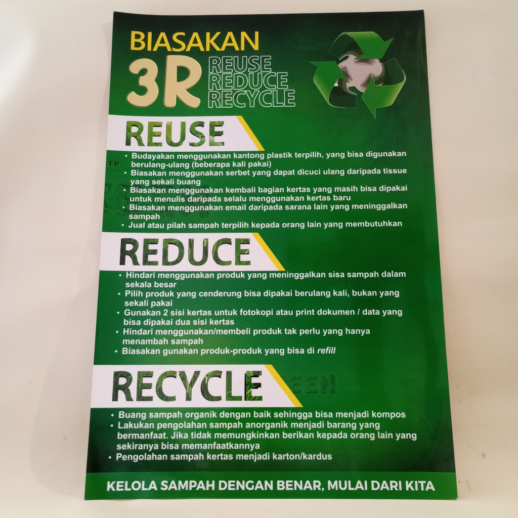 Jual Poster 3R Reduce, Reuse, Recycle | Poster Lingkungan | Shopee ...