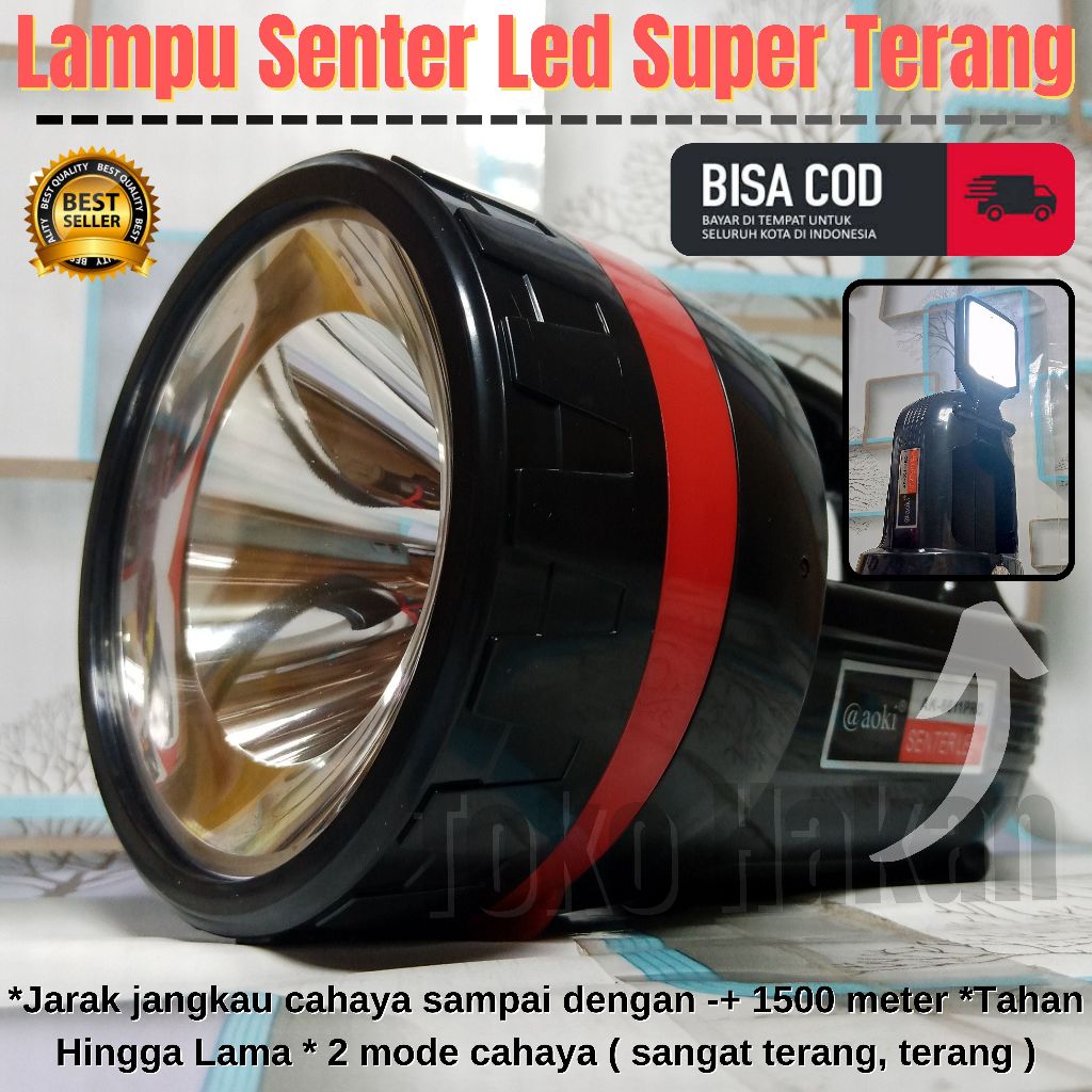 Jual Senter LED Super Terang Jarak Jauh Aoki AK-6611 Senter Camping ...
