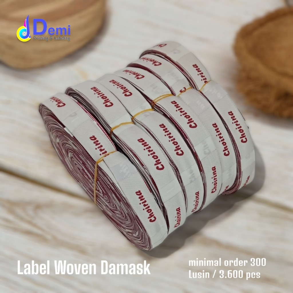 Jual Label Woven 300 lusin 3.600 pcs, label merk baju, label hijab ...