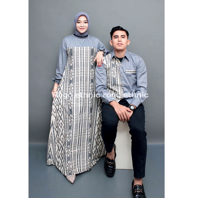 Jual BAJU TENUN COUPLE GAMIS SESHA GAMIS KONDANGAN SET COUPLE TENUN ...
