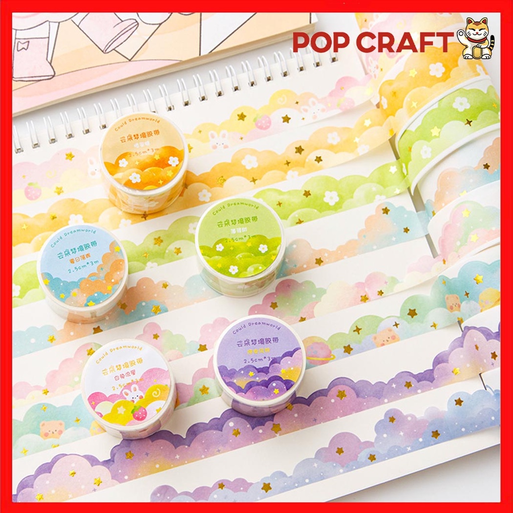 Jual PC Washitape Motif Awan Jurnal Buku / Scrapbook Masking Tape ...