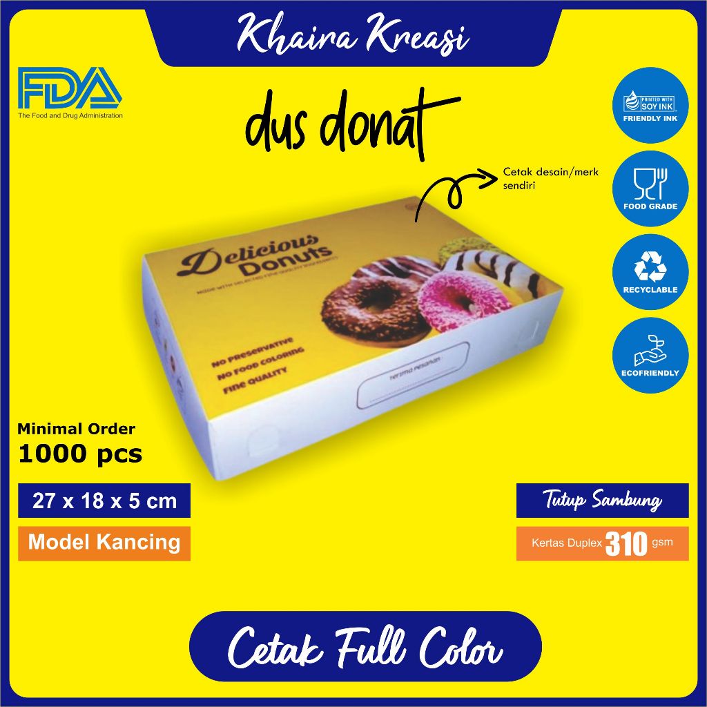 Jual Cetak Custom Dus Donat / Dus Donat Isi 6 / Kotak Donat / Ukuran ...
