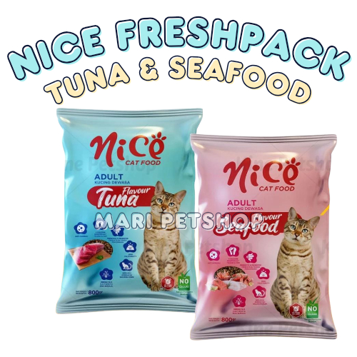 Jual Nice Cat Food Seafood & Tuna Kemasan 800GR Makanan Kucing | Shopee ...