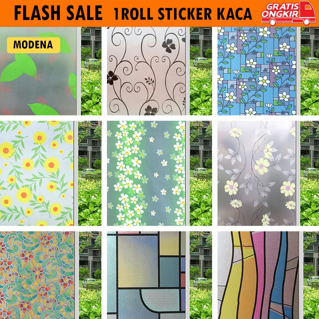Jual Stiker Kaca Jendela Stiker Pintu kaca Stiker cermin Motif Bunga ...