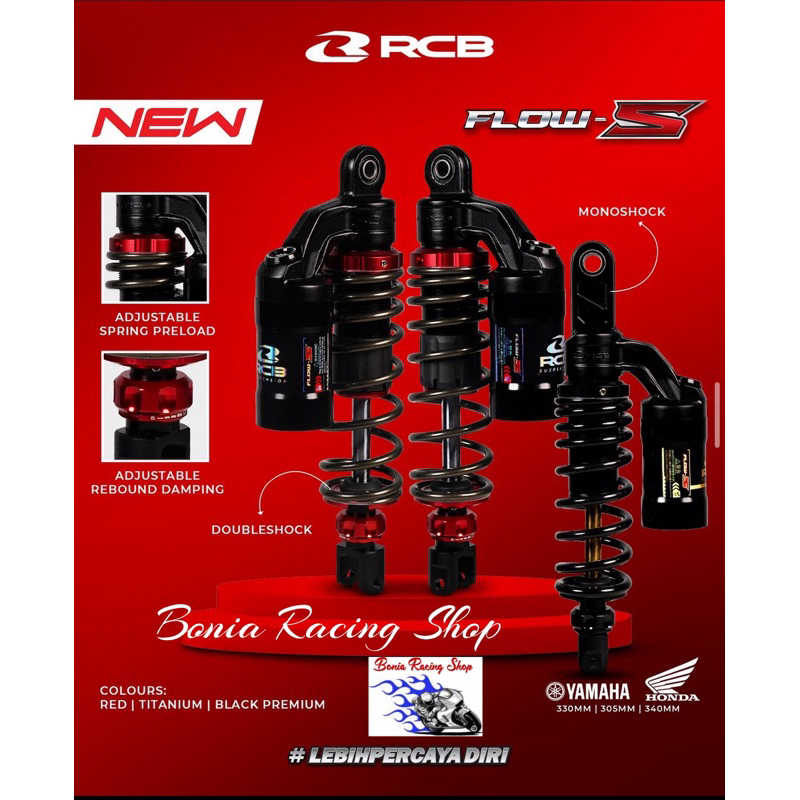 Jual Shockbreaker RCB Flow S 305MM/330MM/365MM/395MM Aerox NMAX PCX ...