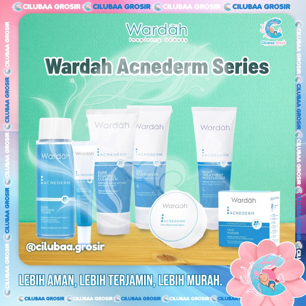 Jual Wardah Acnederm Series || Cleanser Toner Day Night Cream Acne Pore ...
