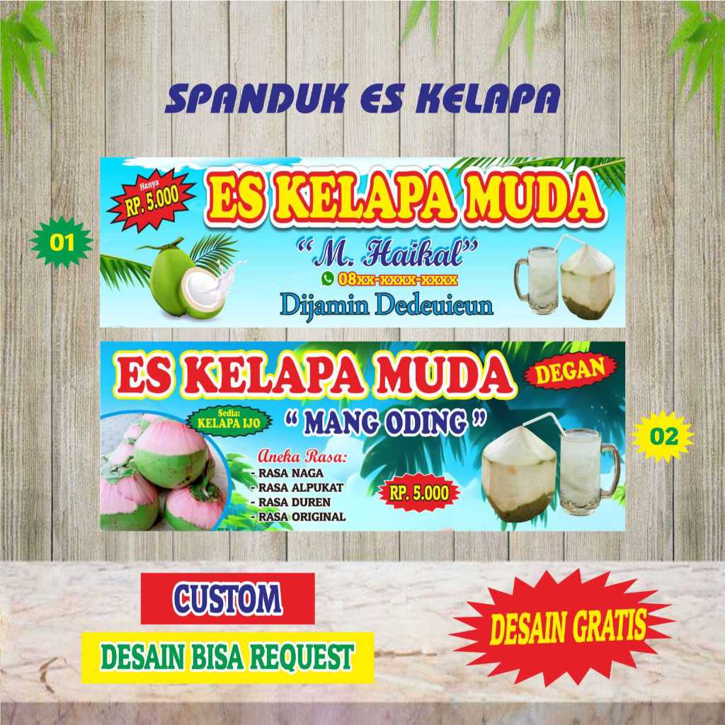Jual Spanduk Banner Es Kelapa Muda Desain Gratis Custom | Shopee Indonesia