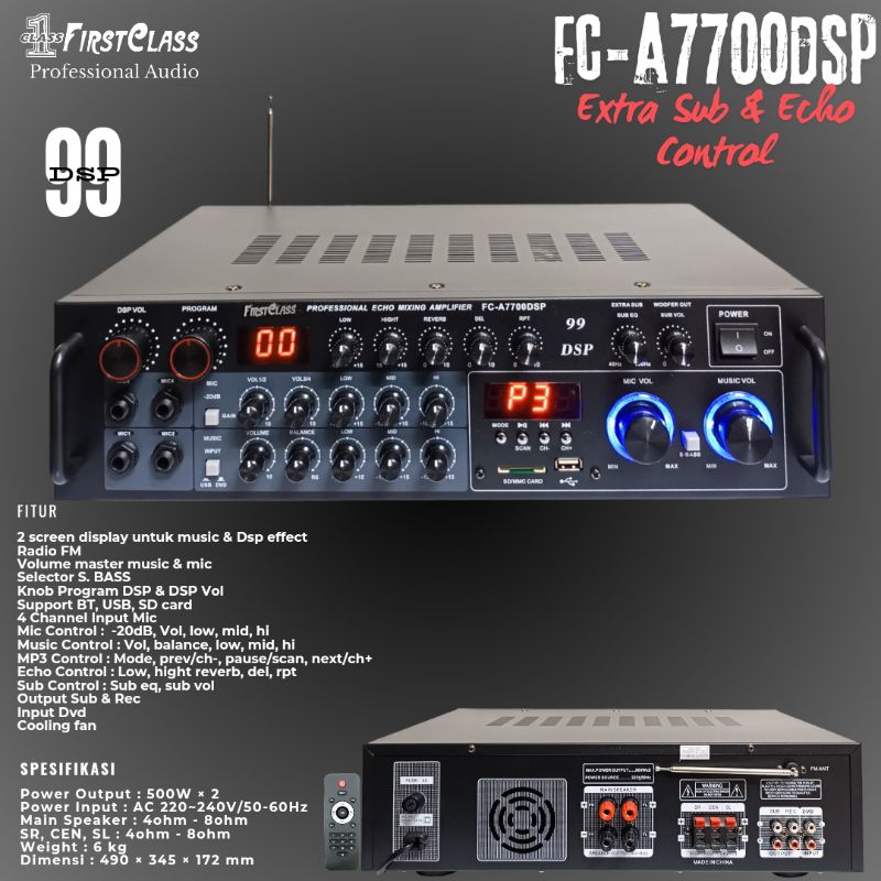 Jual Professional Echo Mixing Amplifier Firstclass Fc A7700 Dsp 7700 ...