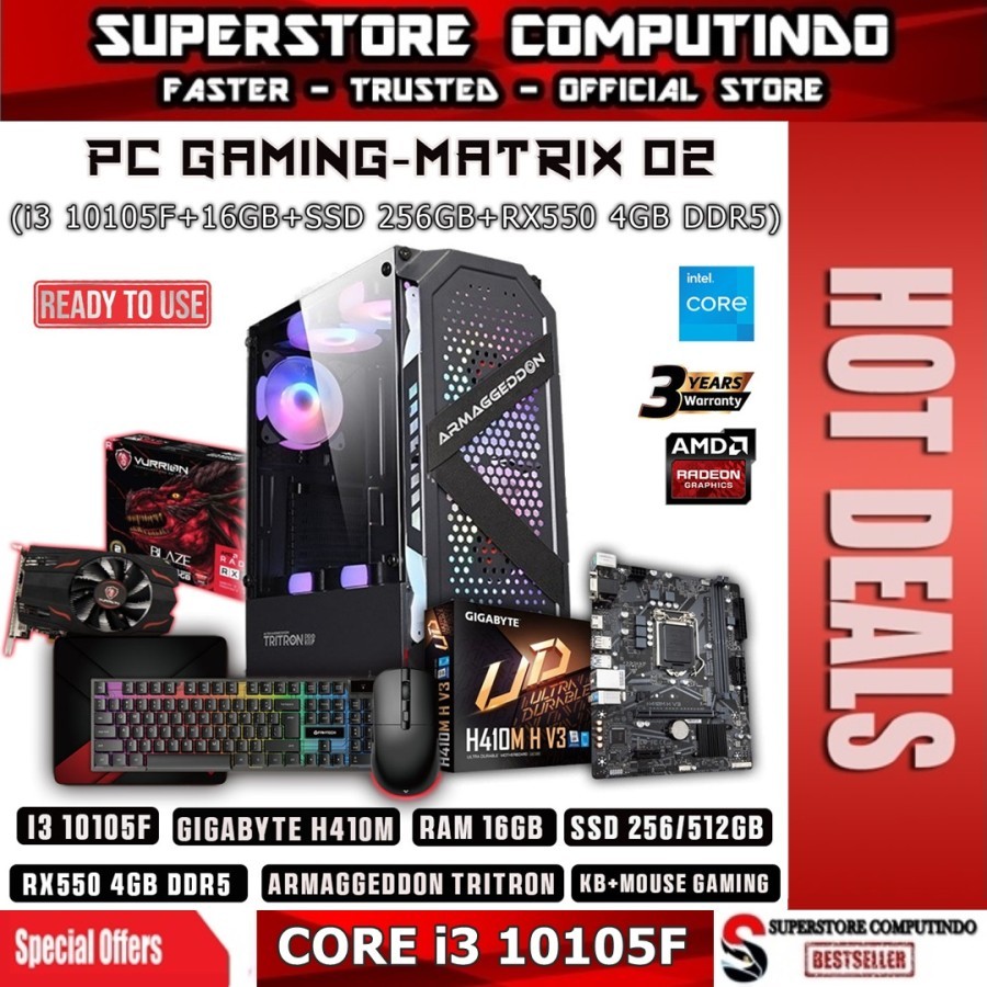 Jual Paket Hemat Berkualitas PC Rakitan Gaming Core i3 10105F |RAM 16GB ...