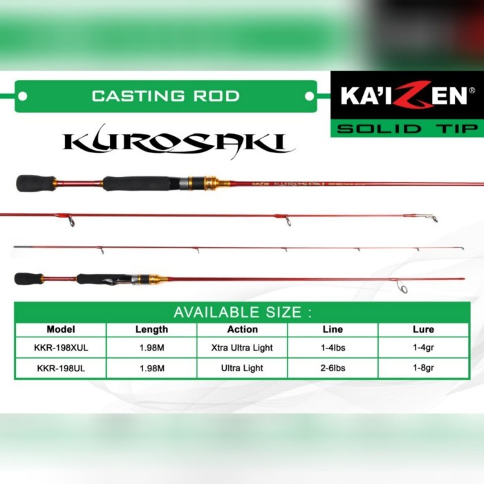 Jual Joran KAIZEN KUROSAKI Solid Tip Carbon 198 UltraLight Extra Ultralight | Shopee Indonesia