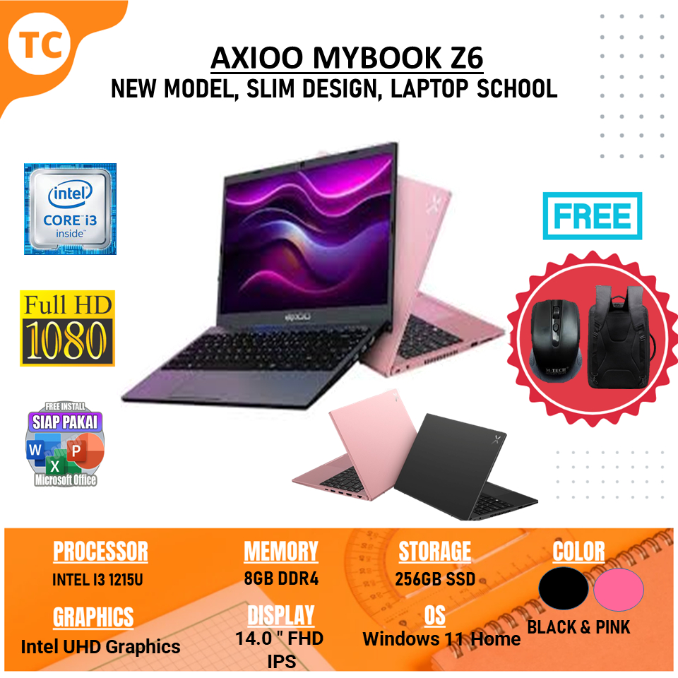 Jual Laptop Sekolah Murah Axioo Mybook Z6 Intel Core i3 1215U 8GB 256GB SSD FHD IPPS Windows 11 ...