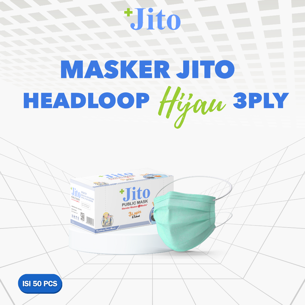 Jual JITO Masker Medis 3 Ply Hijab Hijau 50 pcs | Shopee Indonesia