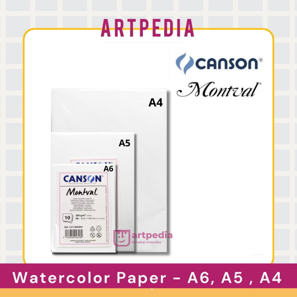 Jual Canson Montval A6, A5 , A4 200gsm 10 Sheet - Watercolour paper ...