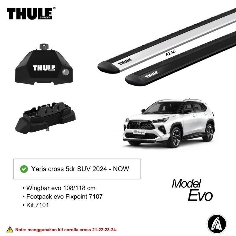 Jual Palang Atas Thule Crossbar/Wingbar Evo Fixpoint 7107 set: Yaris ...