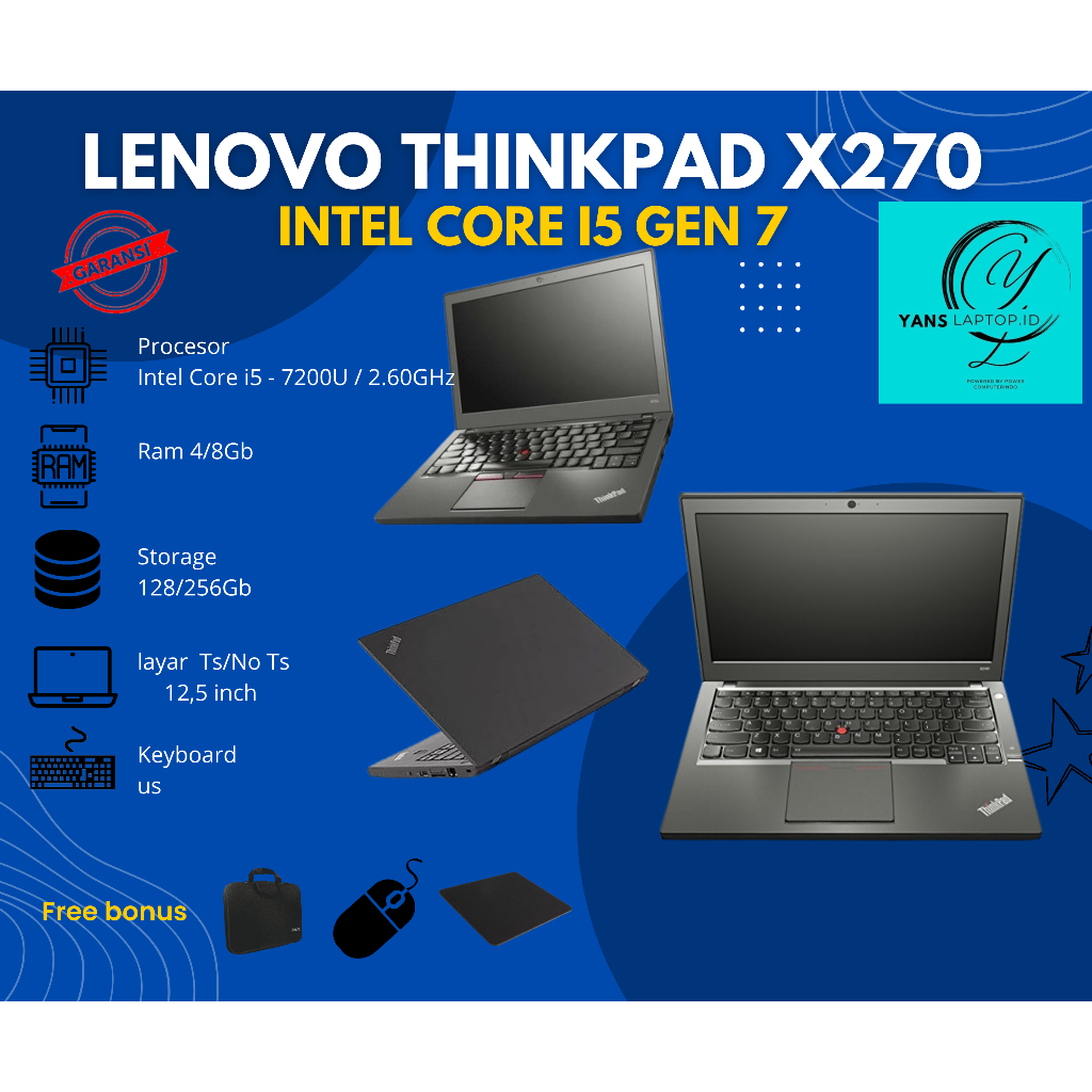 Jual LENOVO THINKPAD X270 INTEL CORE I5 GEN 7 SECOND BERGARANSI | Shopee Indonesia