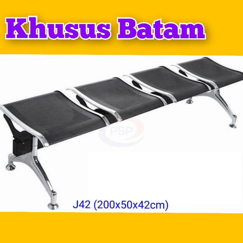Jual KURSI TUNGGU J42(200x50x42cm)kursi tamu kantor STAINLESS HITAM ...