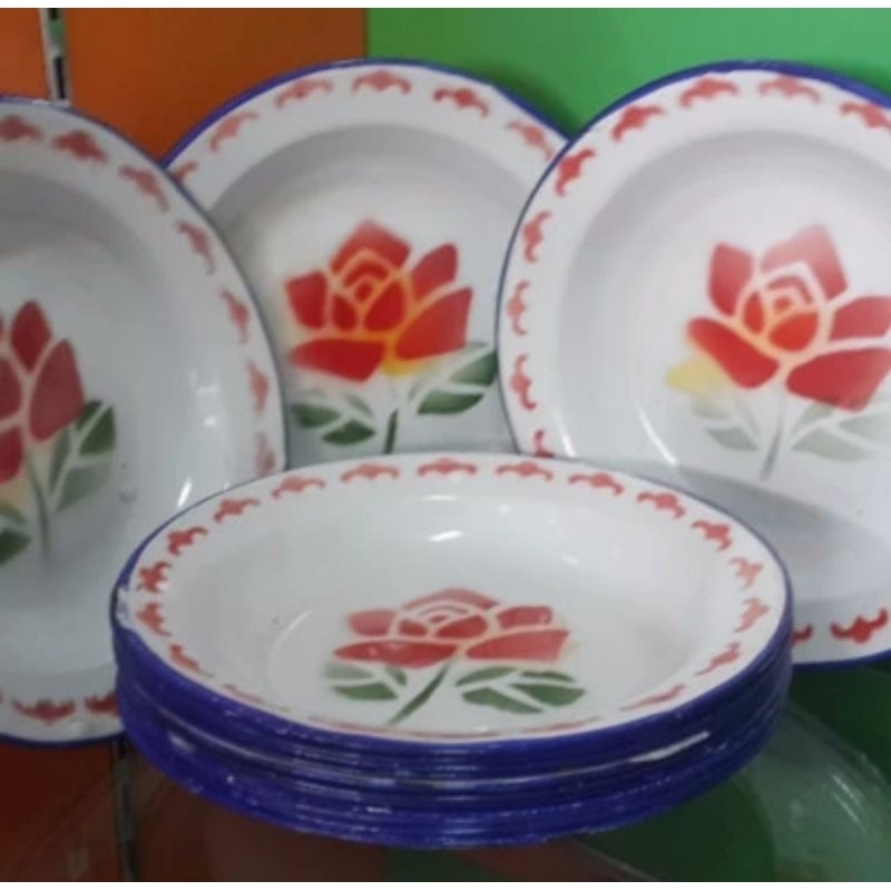 Jual Piring Seng Piring Enamel Piring Jadul 22 cm isi 1 Lusin | Shopee ...