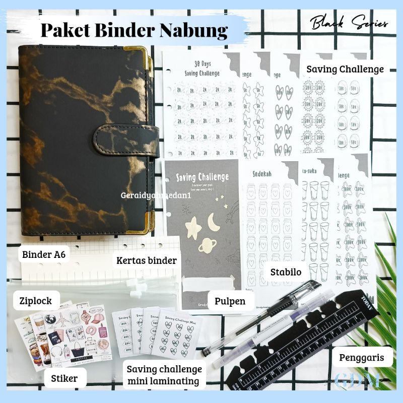 Jual Paket Binder Nabung Black Series | Shopee Indonesia