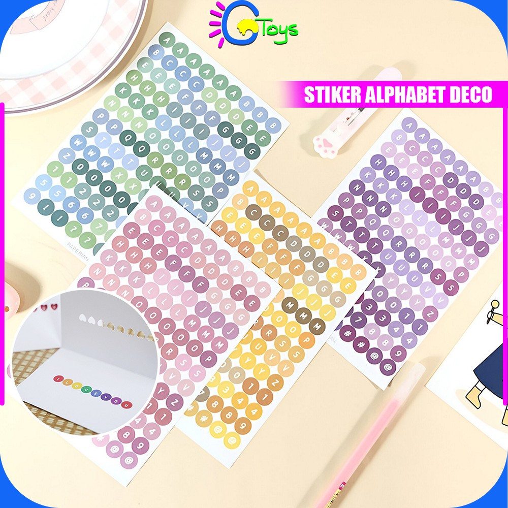 Jual CR-C1121 Stiker Alphabet Huruf Angka Deco Aesthetic Dekorasi Buku ...