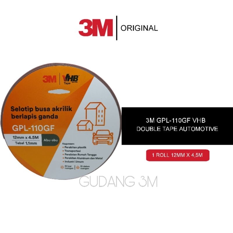 Jual 3M GPL110GF VHB Tape 12mm x 4,5M | Shopee Indonesia